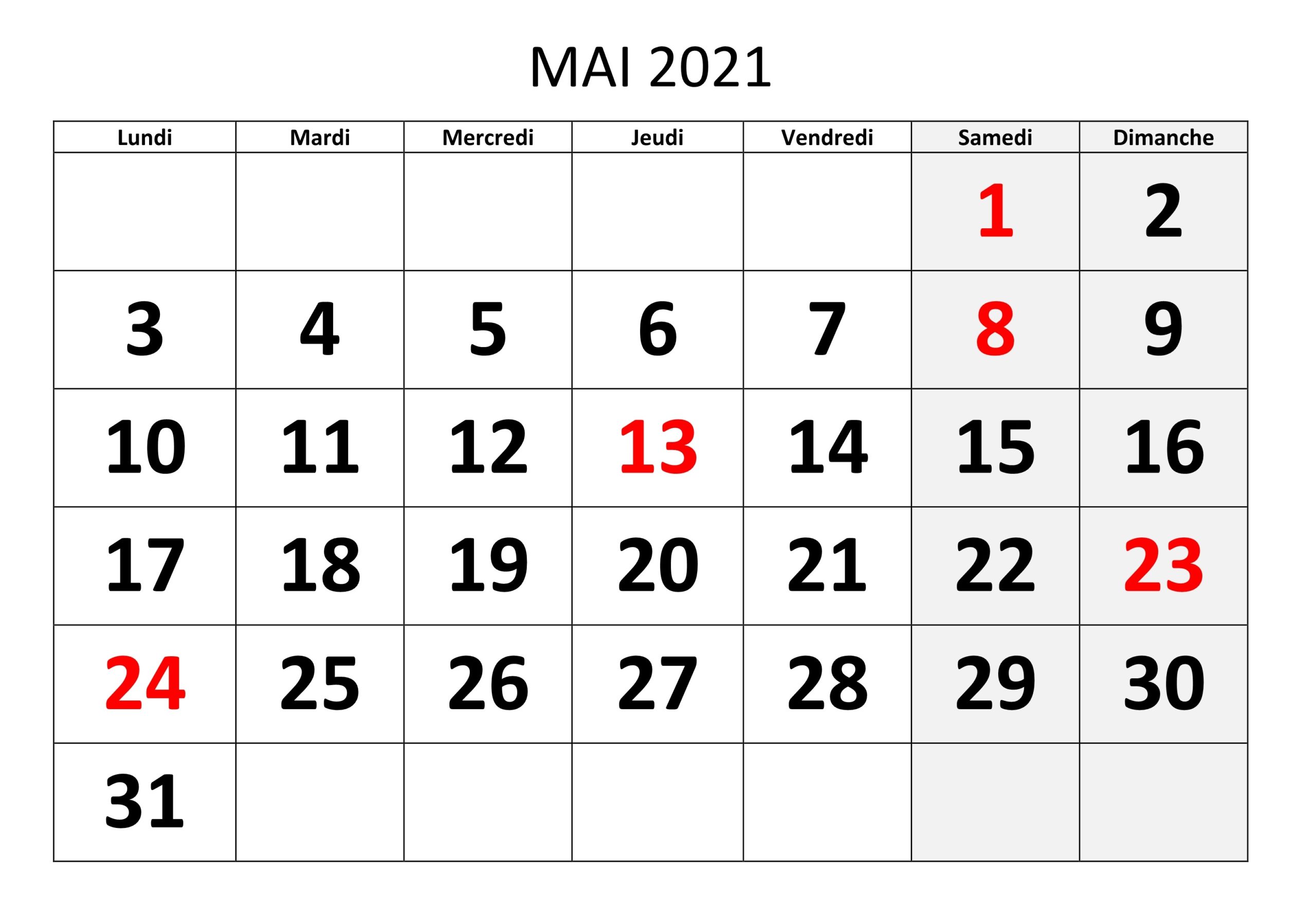 Calendrier Green du mois de mai